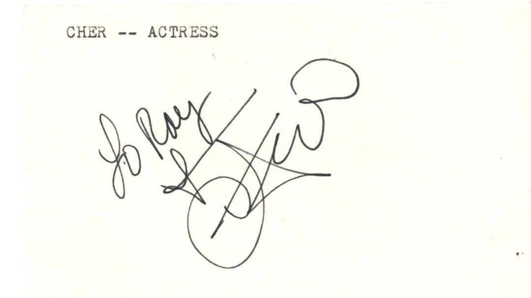 Cher Legendary Singer Goddess of Pop REAL SIGNED Autographed Vintage ...