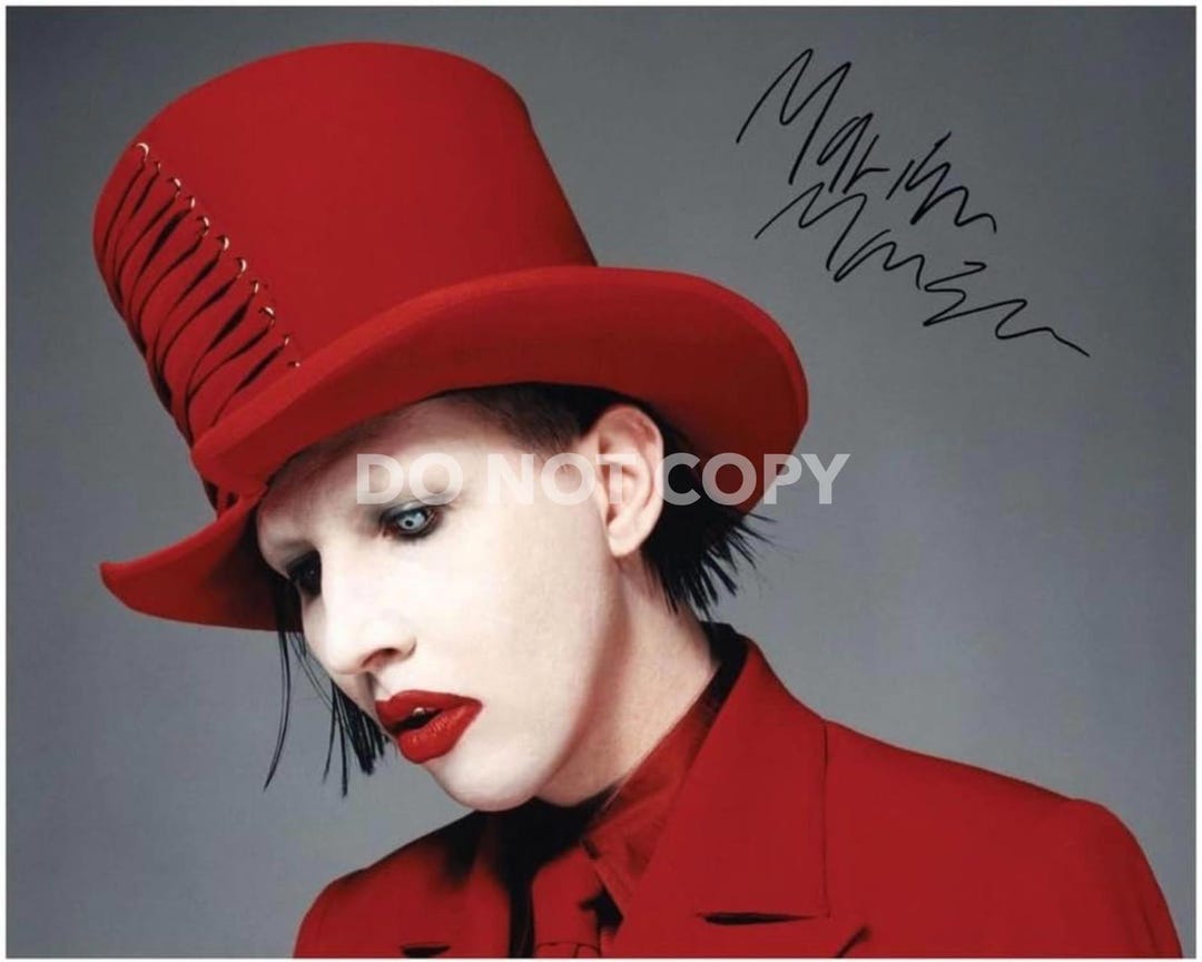 Marilyn Manson SIGNED Reprint 8x10 Photo Red Top Hat Portrait Autographed RP - Etsy