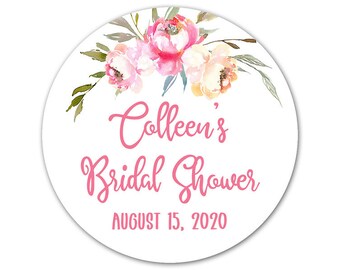 Personalized Bridal Shower Stickers Greenery Labels Modern | Etsy