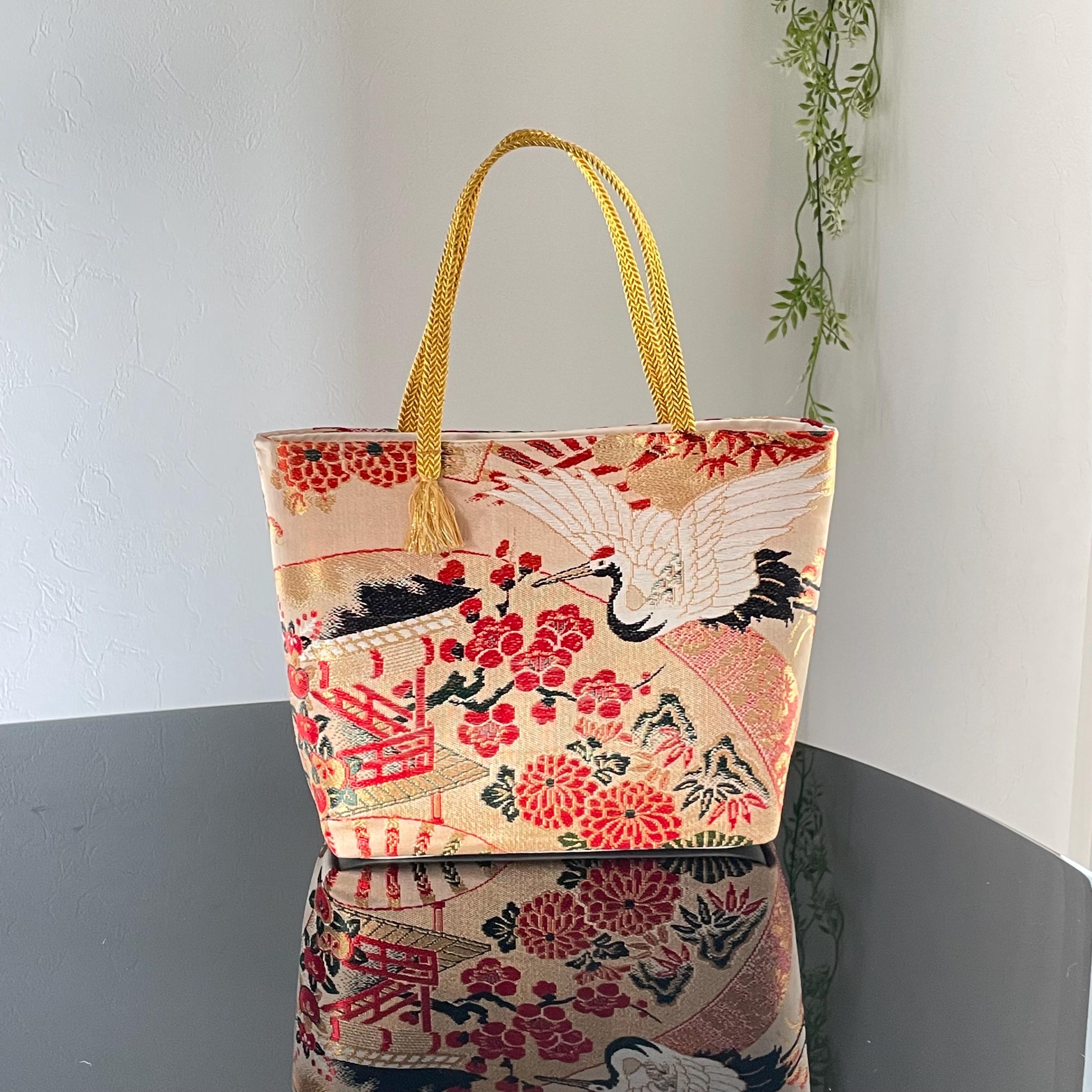 Obi Remake Silk Bag | Crane & Carriage | Elegant Design,upcycled Kimono ...