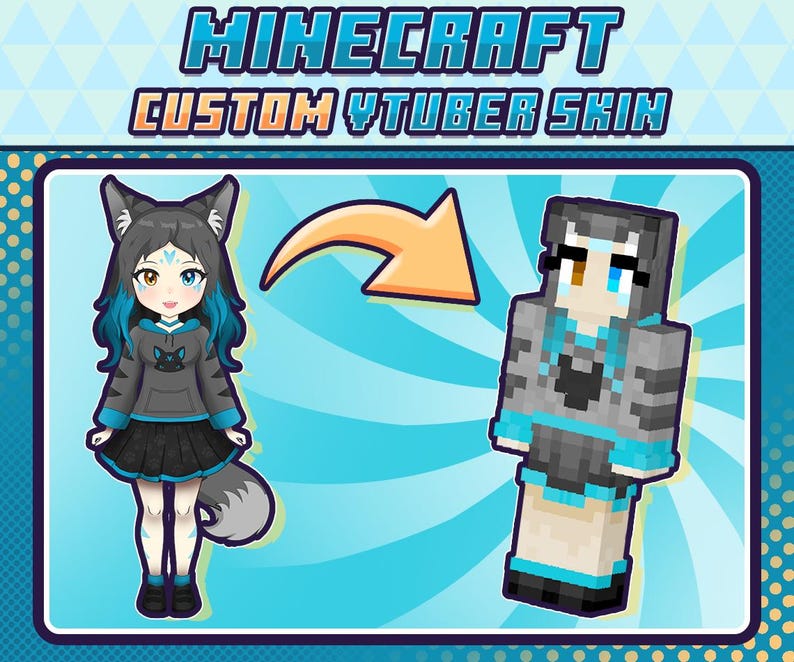Custom Minecraft Skin Vtuber, Furry, Pngtuber, Youtuber Bedrock and Java Edition - Etsy UK
