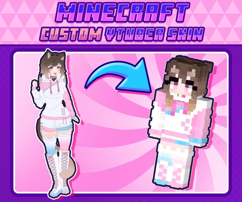Custom Minecraft Skin | Vtuber, Furry, Therian, Pngtuber, Youtuber | Bedrock and Java Edition - Etsy