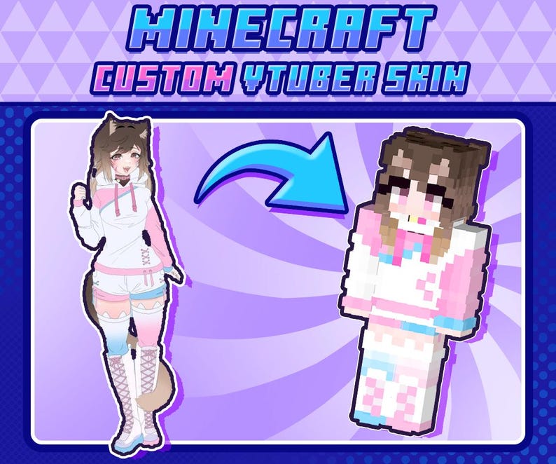 Custom Minecraft Skin Vtuber, Furry, Pngtuber, Youtuber Bedrock and Java Edition - Etsy UK