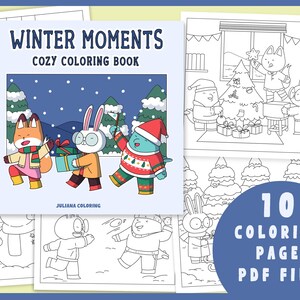 Cozy Winter Moments 10 Coloring Pages Cute Christmas Season Coloring ...