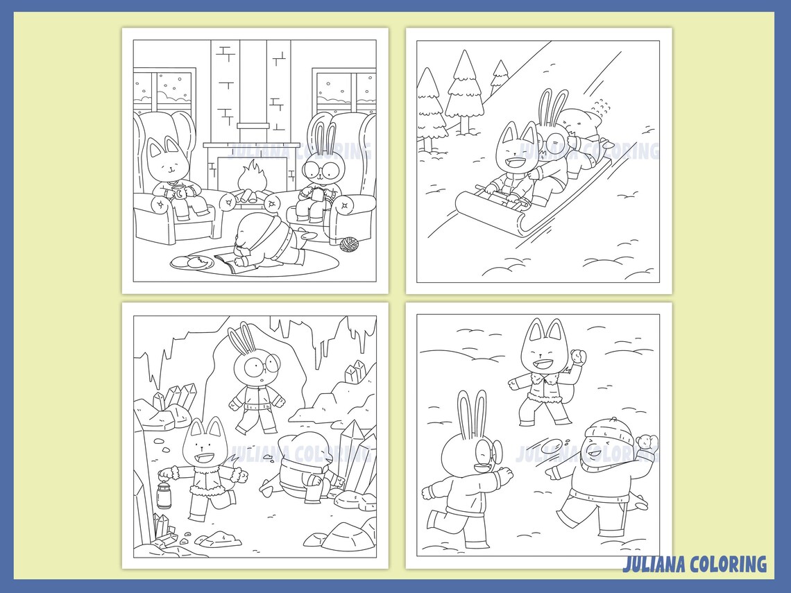 Cozy Winter Moments 10 Coloring Pages Cute Christmas Season Coloring ...