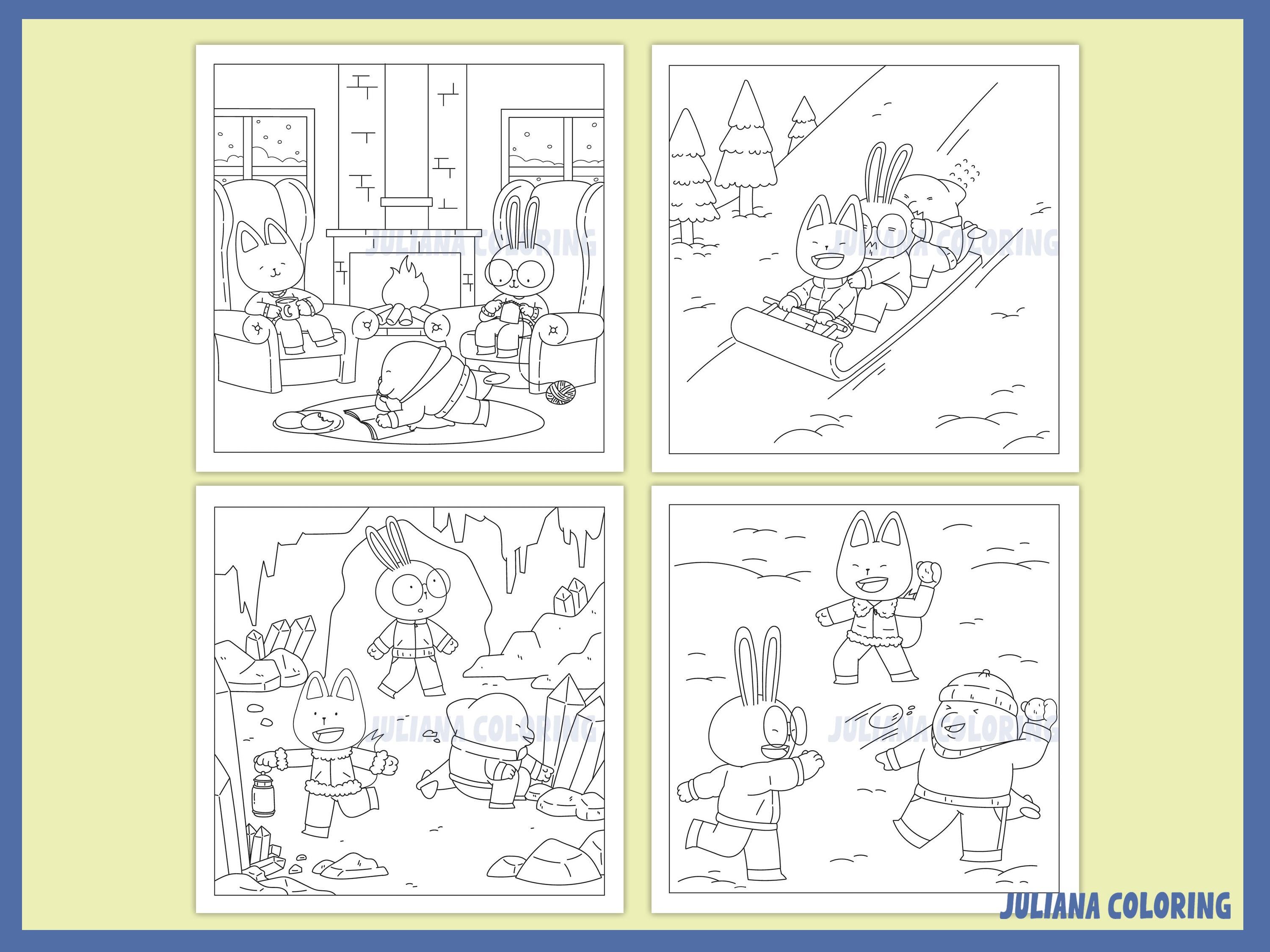 Cozy Winter Moments 10 Coloring Pages Cute Christmas Season Coloring ...