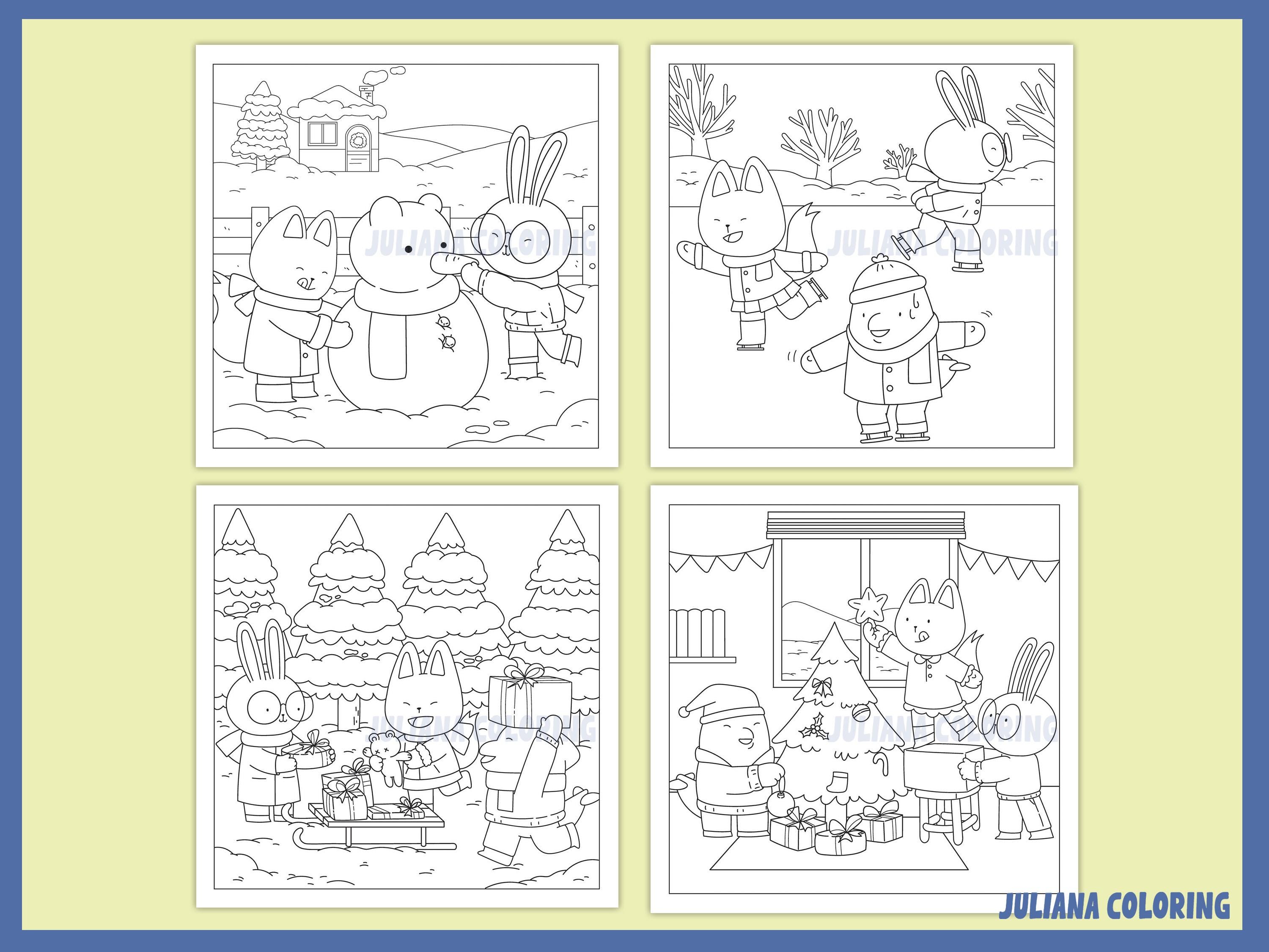 Cozy Winter Moments 10 Coloring Pages Cute Christmas Season Coloring ...