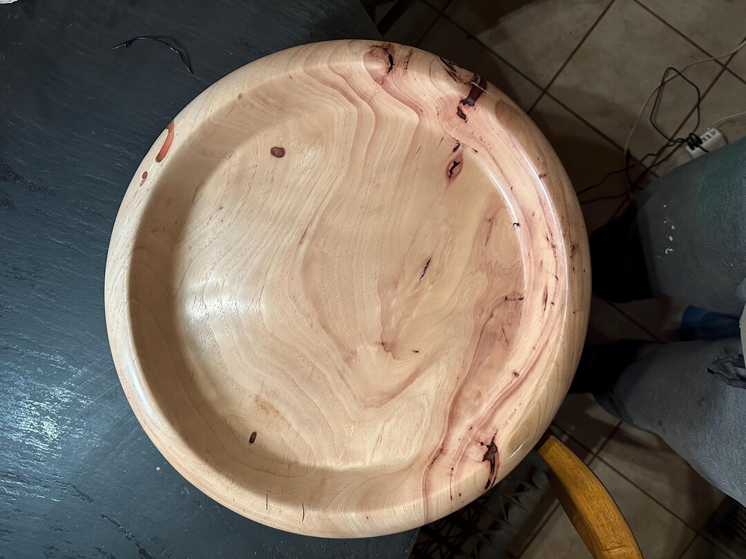 Handcrafted Pecan Wood Bowl With Resin-filled Details – 16.5” Wide ...