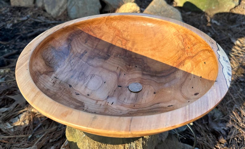 Handcrafted Spalted Red Maple Bowl – 12" Wide, 4" Deep – Natural Bug ...