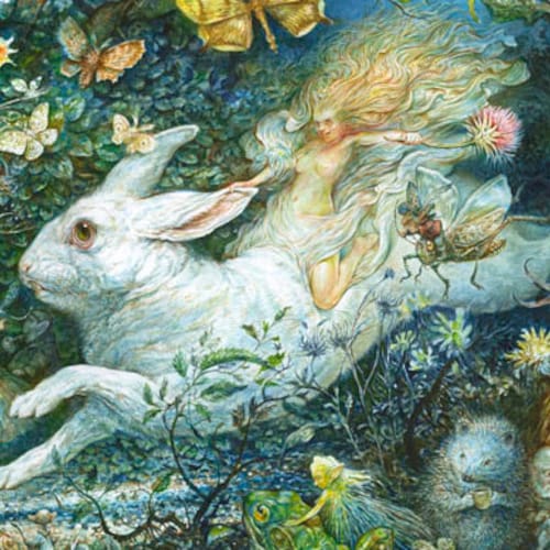 Run Rabbit Run print Fairy Tale Art Hare Magic | Etsy