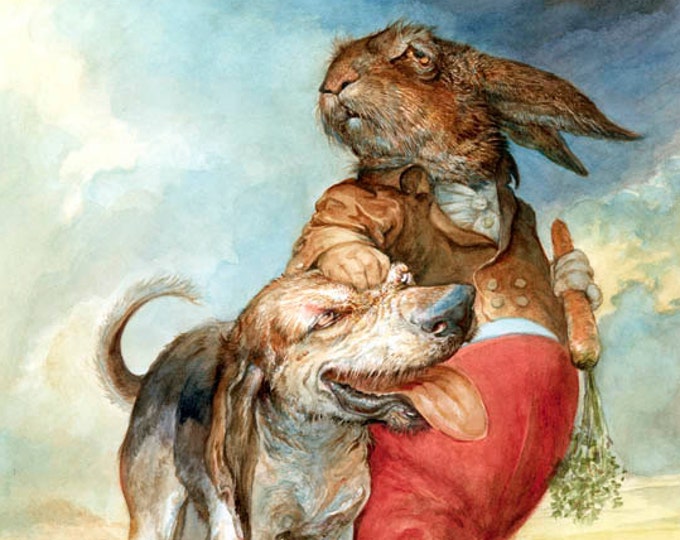 Dog of the Hare (print) Rabbit, Art, Hound, Artwork, Illustration ...
