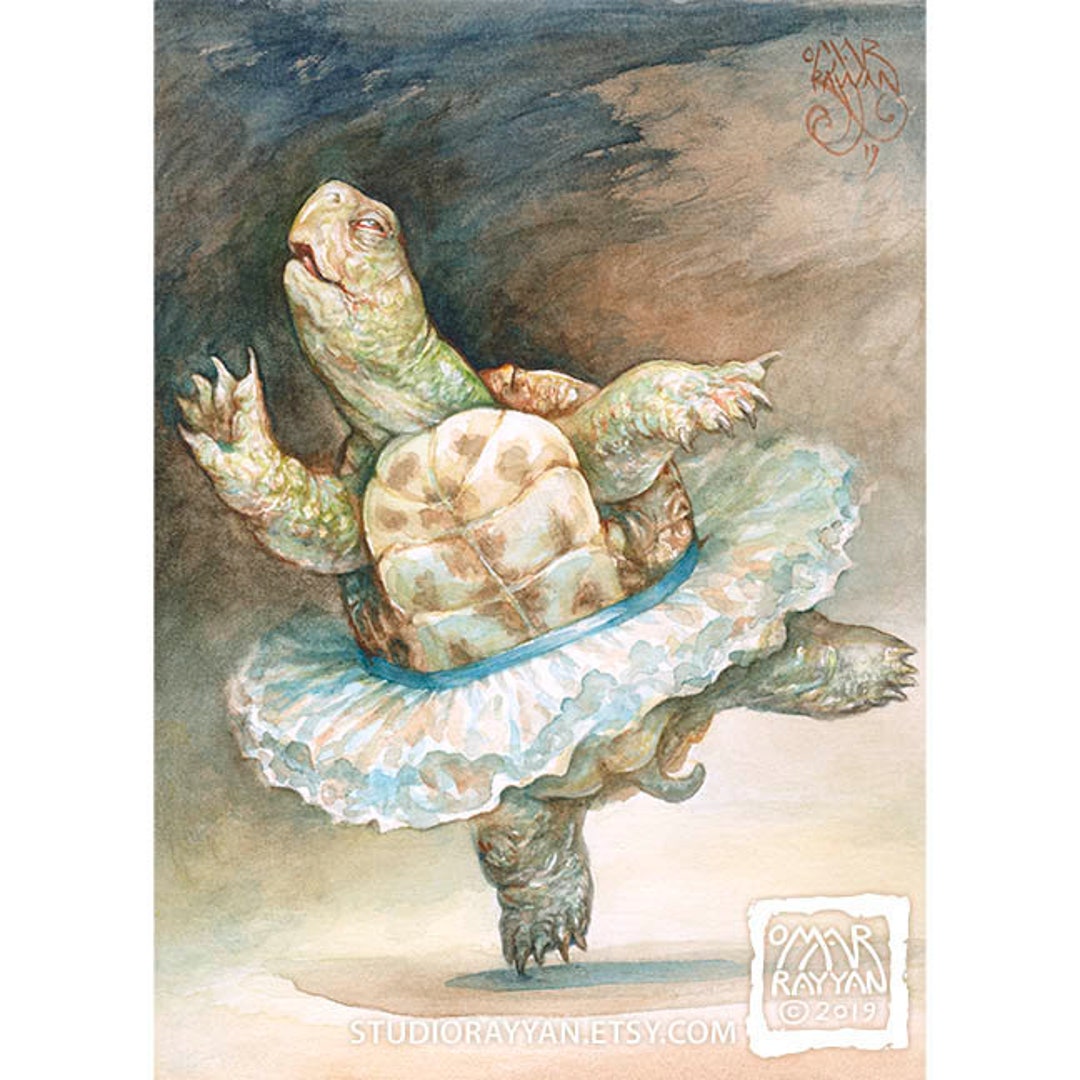 Turtle in a Tutu (5x7 Mini Print)- Ballet, Animal, Pets, Home Decor ...