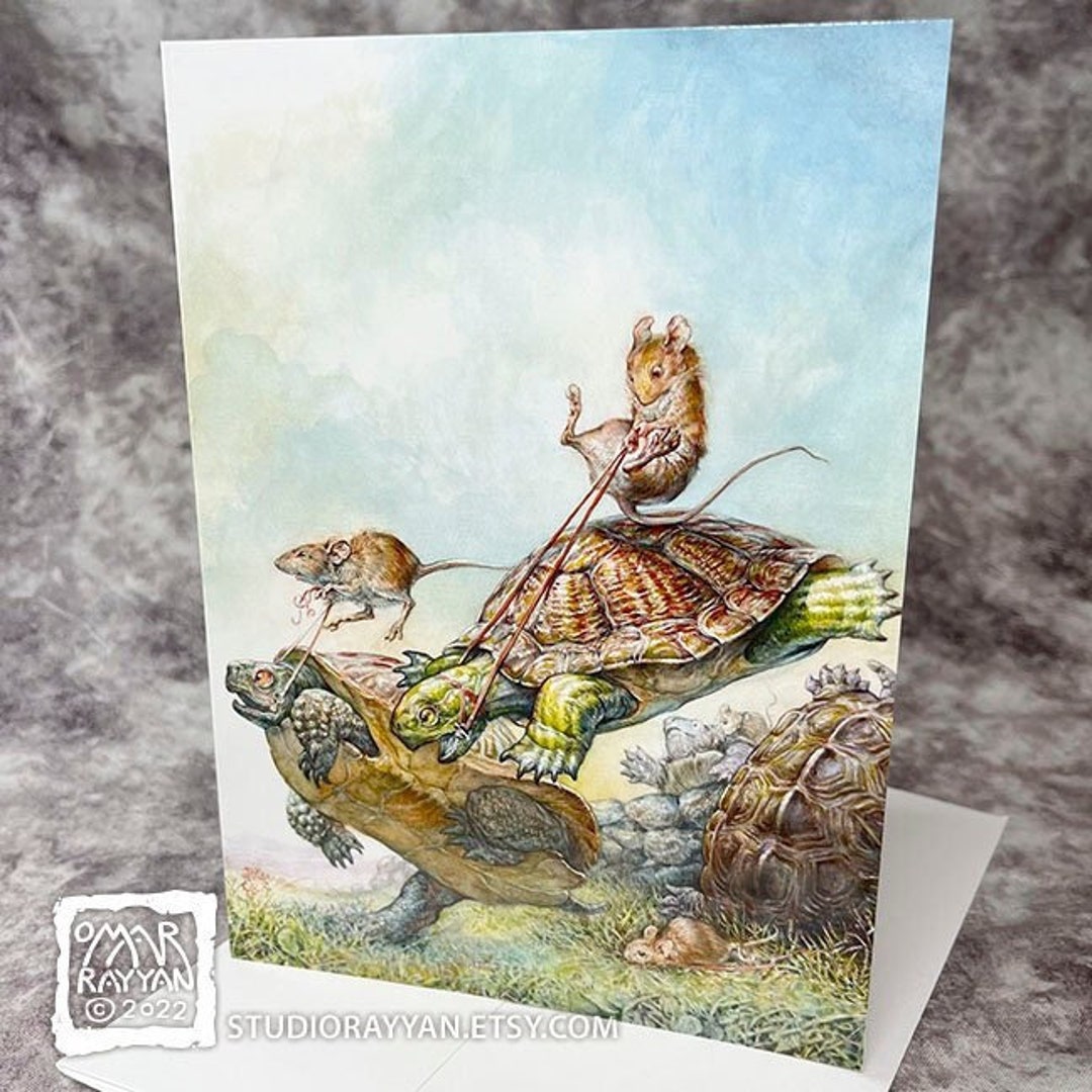 Turtle Race (greeting Card) - Turtles, Mice, Birthday Card, Gift Card ...