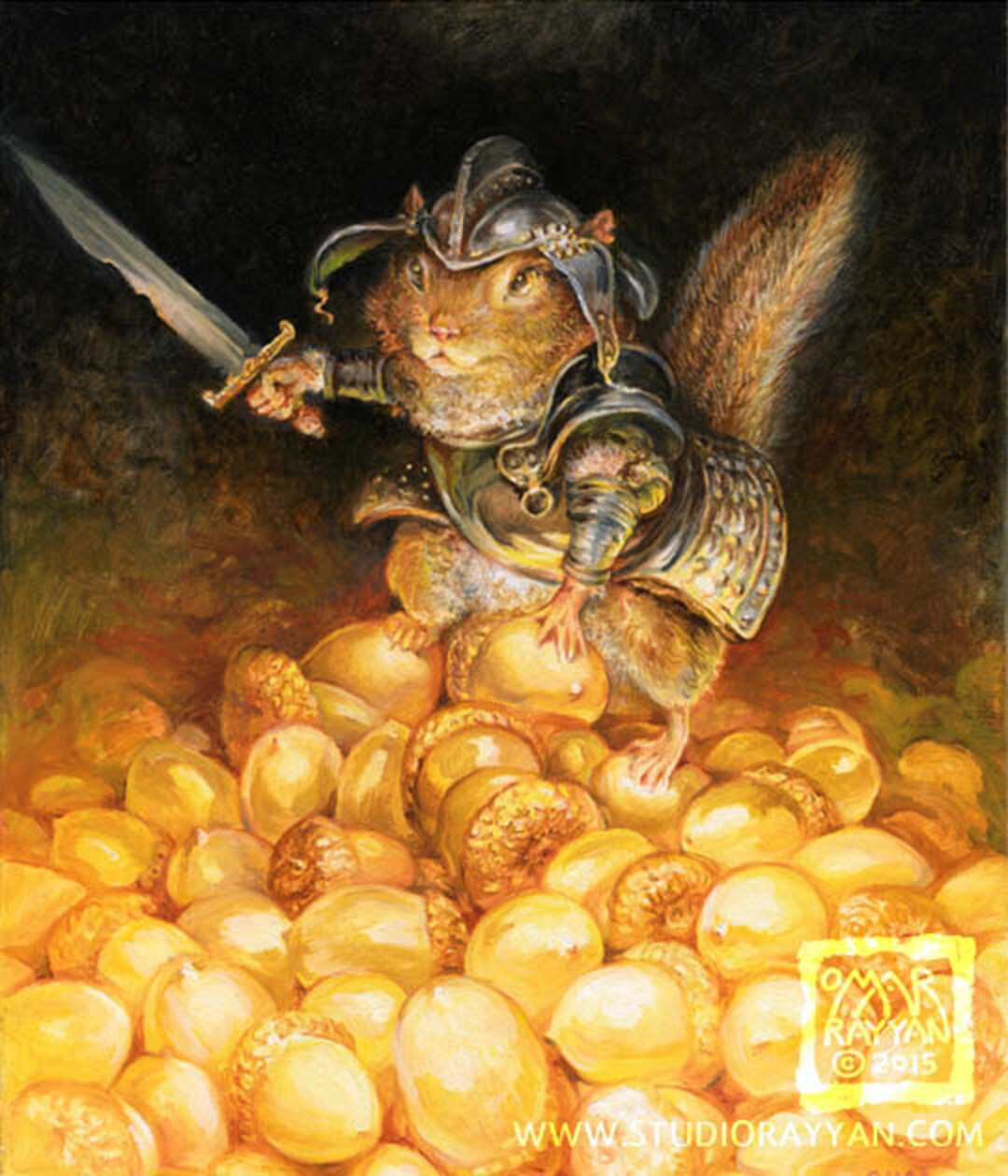 The Golden Hoard 8x10 Medium Print Chipmunk, Acorn, Guard, Knight ...