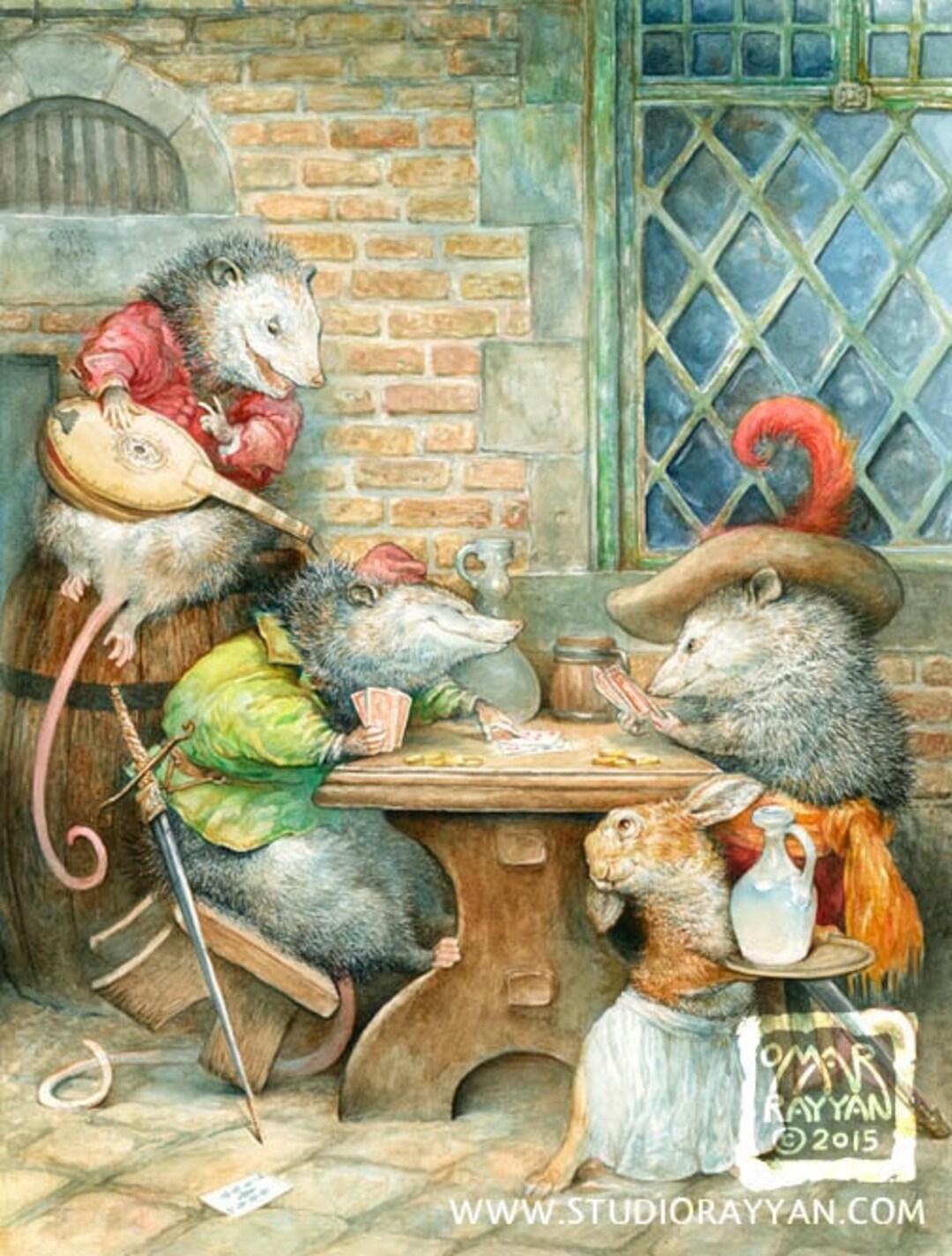 Playing Possums (print) - Card Game, Animals, Poker, Party, Artwork ...