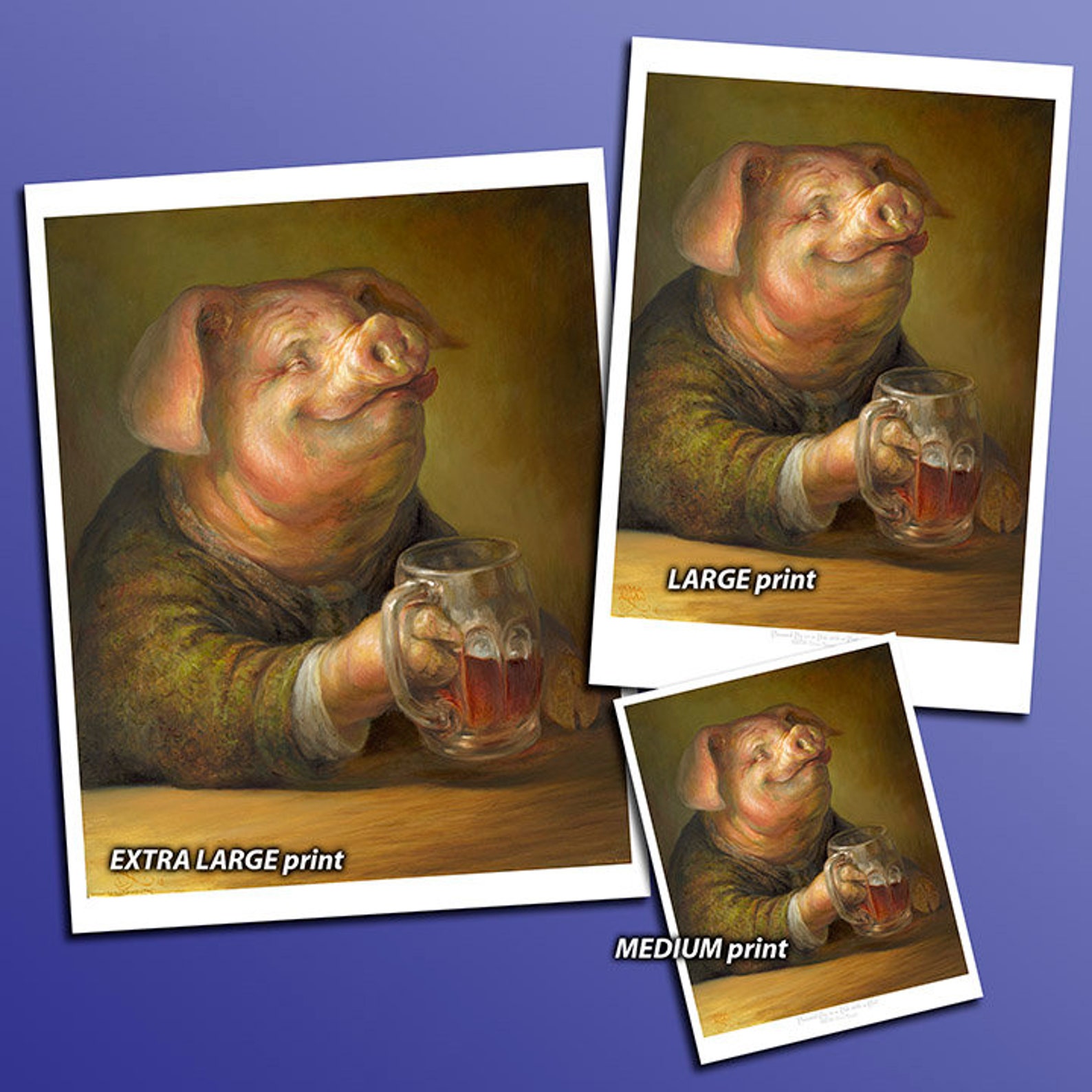 Pleased Pig in a Pub With a Pint print Bar Decor Beer Happy Hour Funny ...