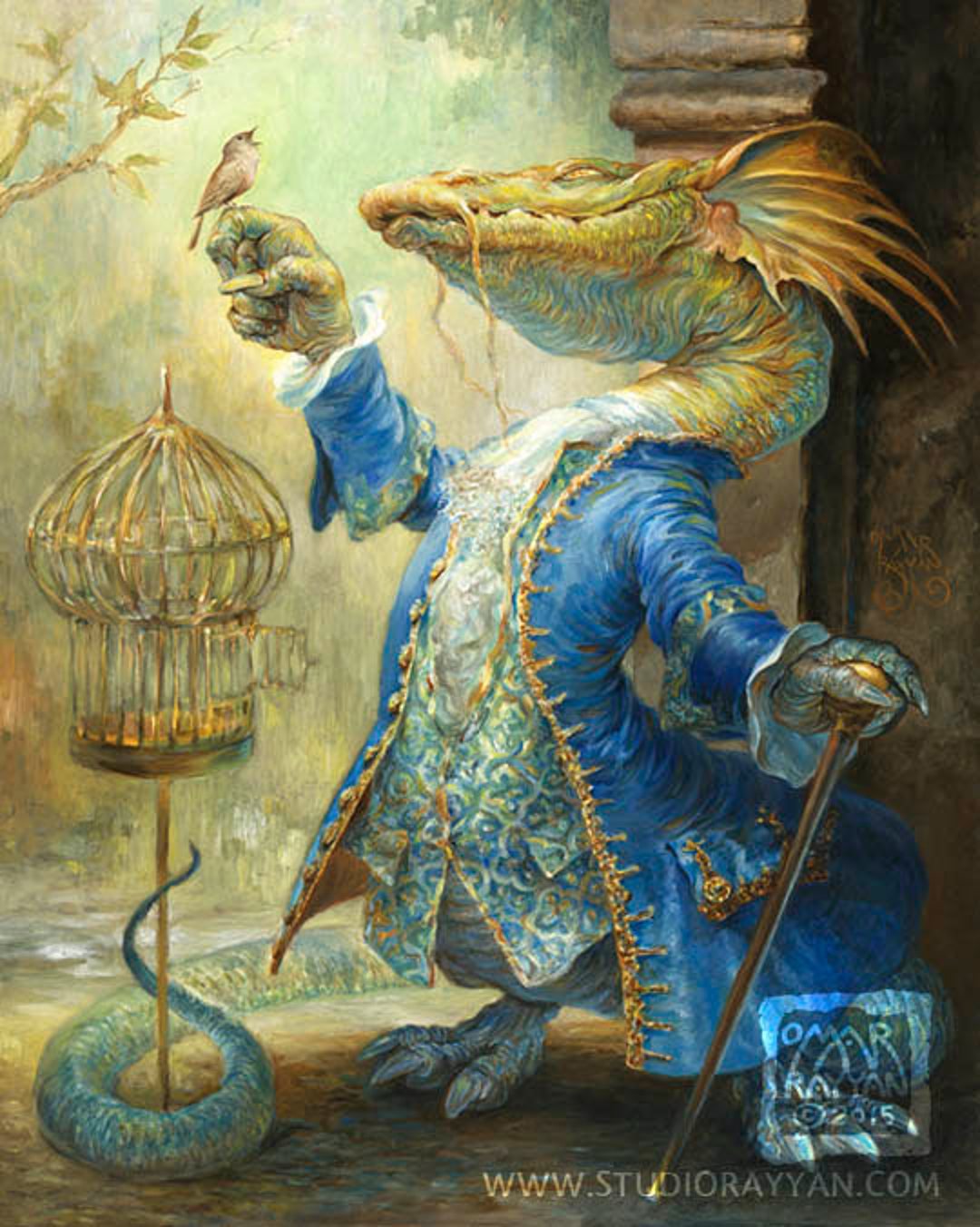 Dragon and the Nightingale (print) Bird, Sing, Pets, Fantasy Art, Home ...