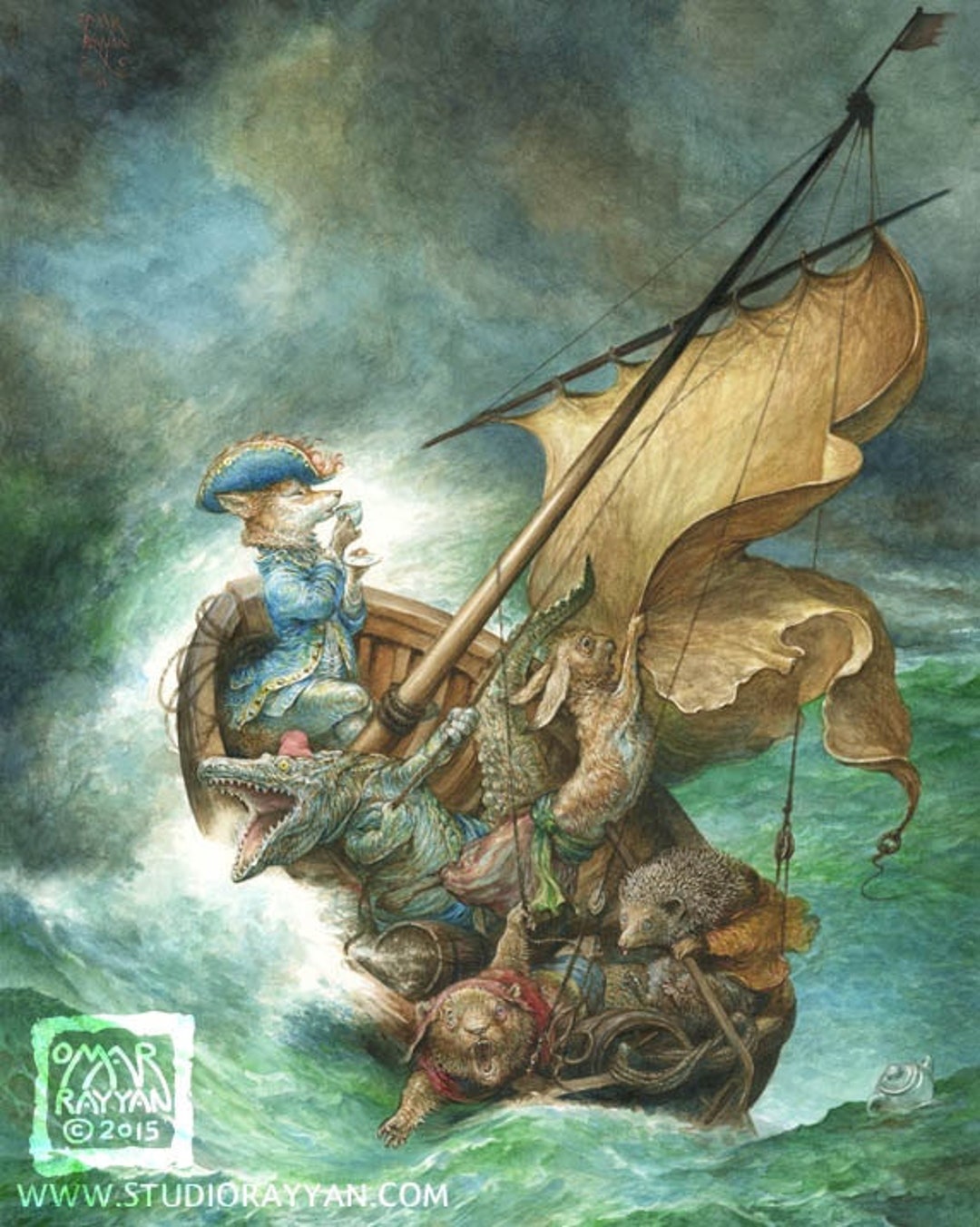 Tea in the Tempest (print) Ocean, Chaos, Storm, Tea, Fox, Animal Art ...