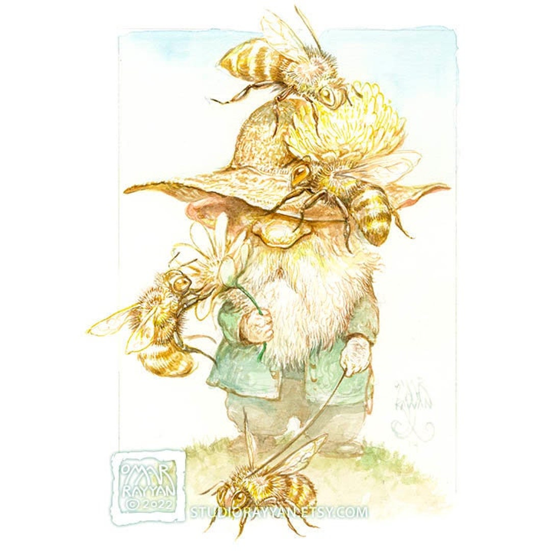 The Beekeeper (5x7 Mini Print)- Bees, Honey, Garden, Gardener, Apiary ...