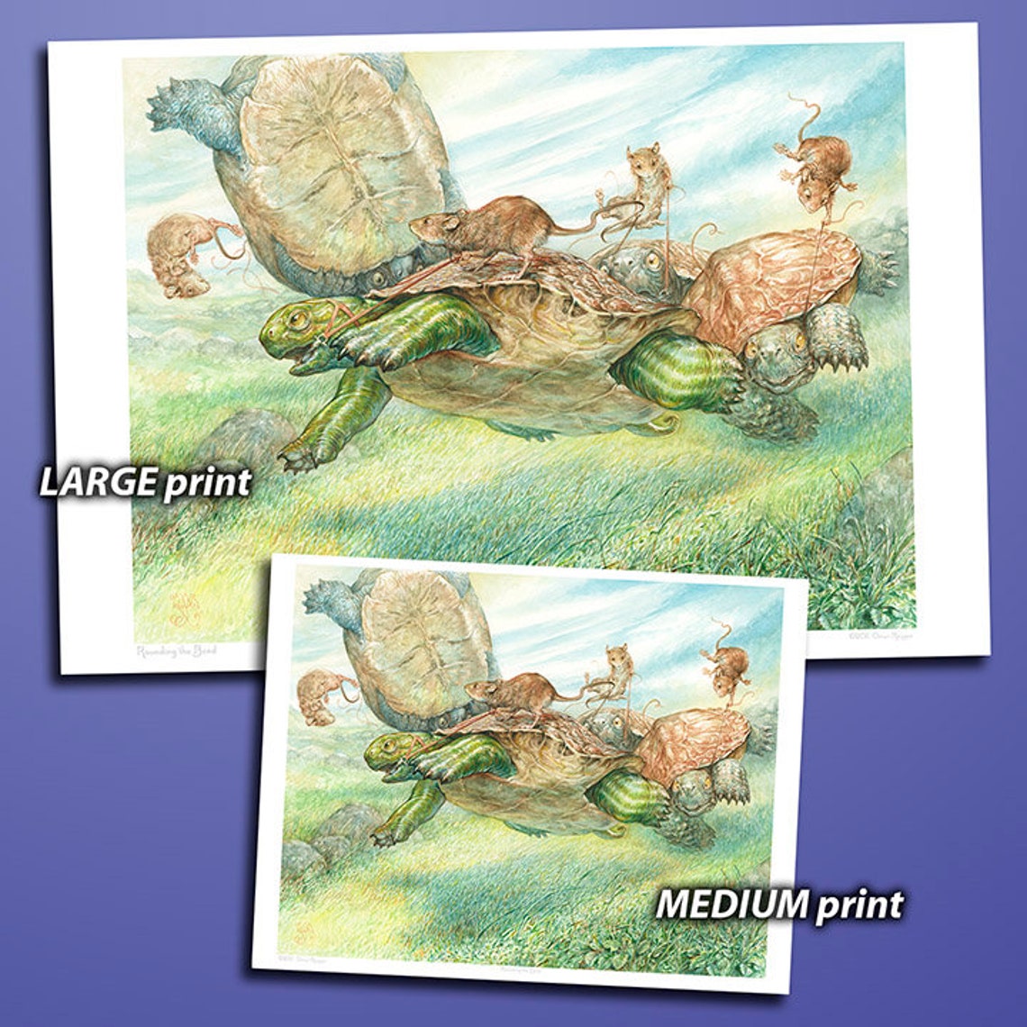 Rounding the Bend (print) Mouse Rider, Turtle Race, Sport, Athlete ...