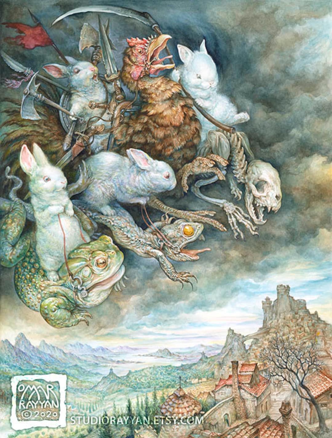 The Four Fluffy White Bunnies of the Apocalypse (print) Fantasy Art ...