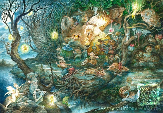 A Night at the Races print Fairy Tale Mouse Fox Childrens - Etsy