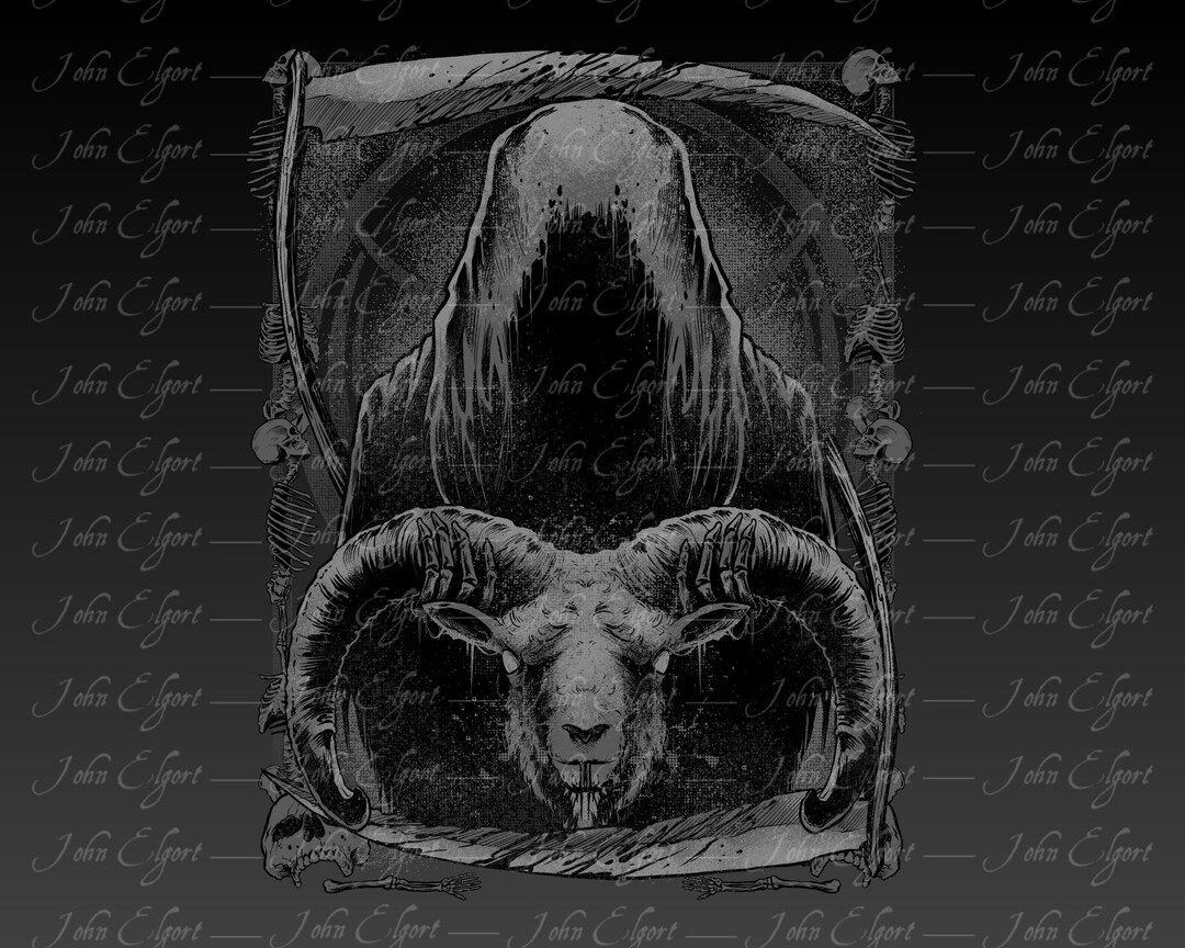 Death Reaper Clipart Spooky Gothic Design Goth PNG Graphics Goat ...