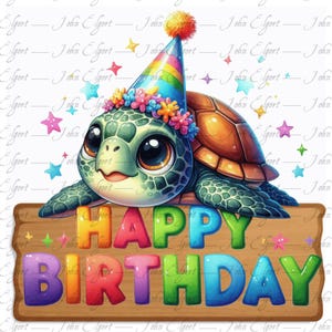 Happy Birthday Clipart PNG Cute Turtle Graphic for Scrapbooking ...