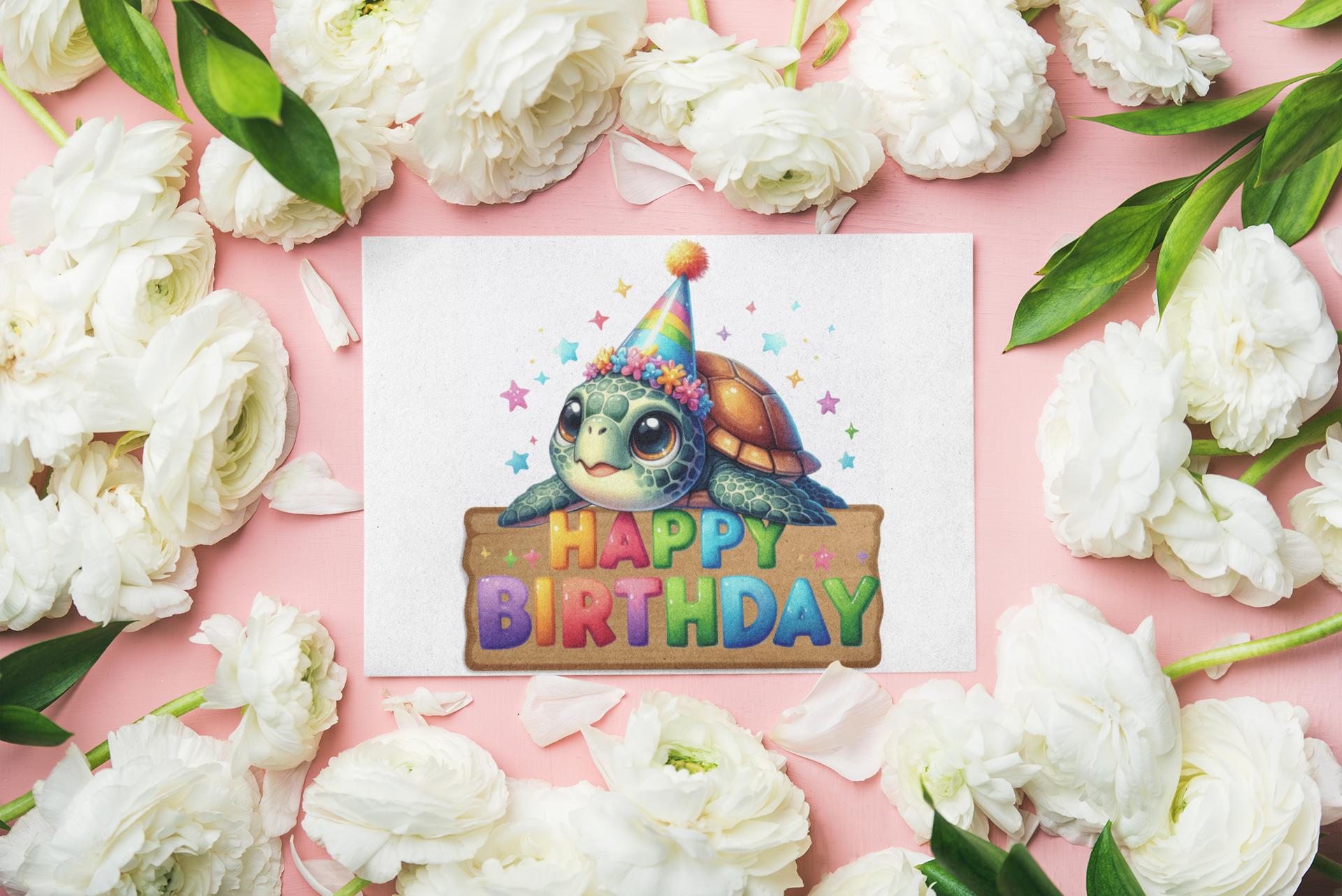Happy Birthday Clipart PNG Cute Turtle Graphic for Scrapbooking ...