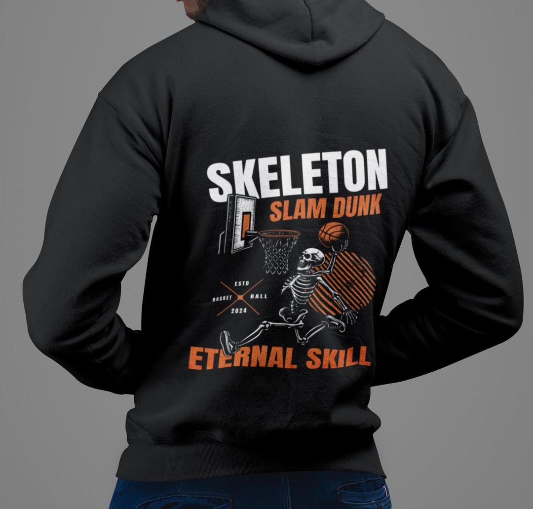 Skeleton Slam Dunk PNG Bold Basketball Sublimation Design for T-shirts ...