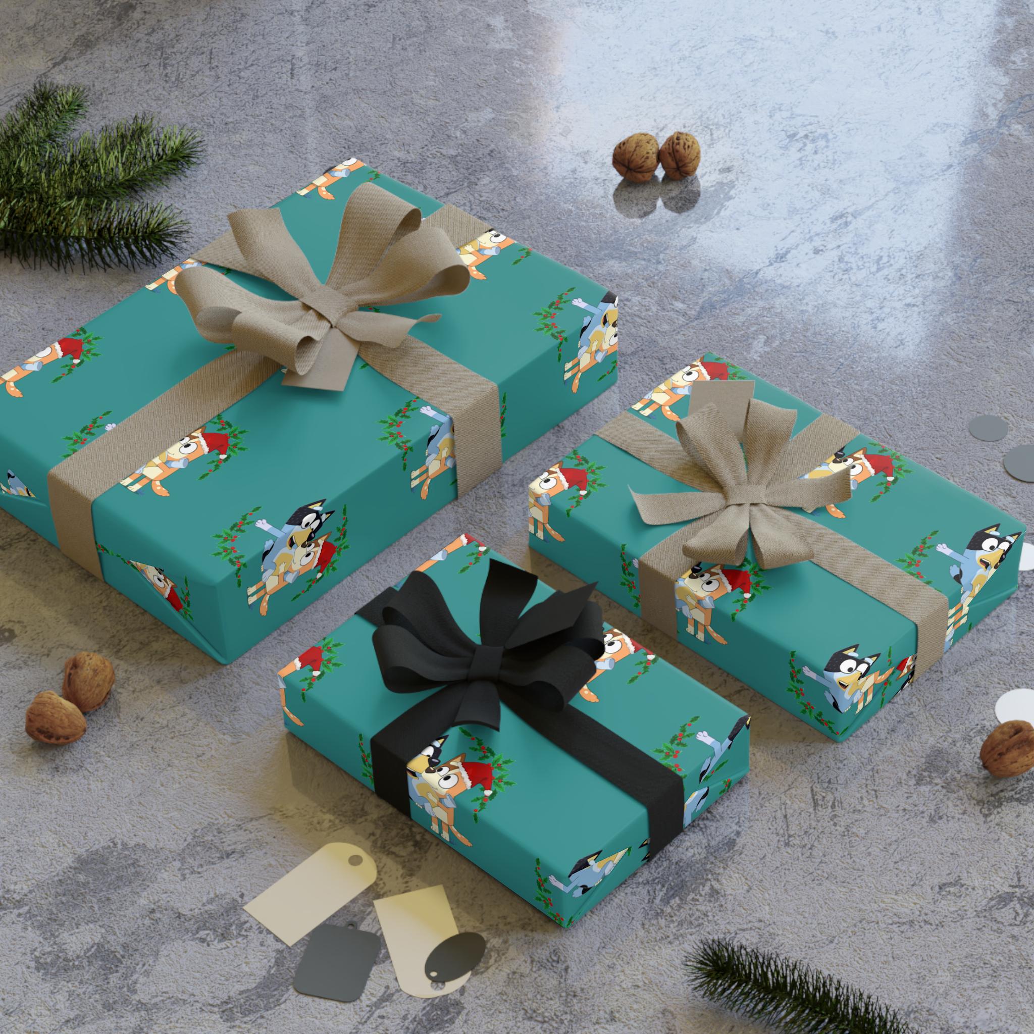 Bluey' Festive Wrapping Paper for Kids, Cute Animal Design, Christmas ...