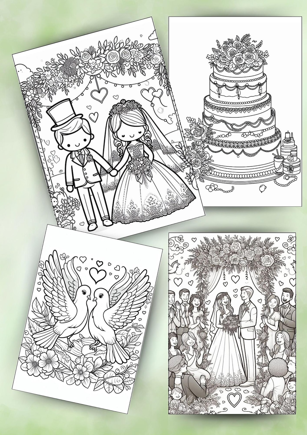 15 Wedding-themed Coloring Pages, Digital Download, Printable, Wedding ...