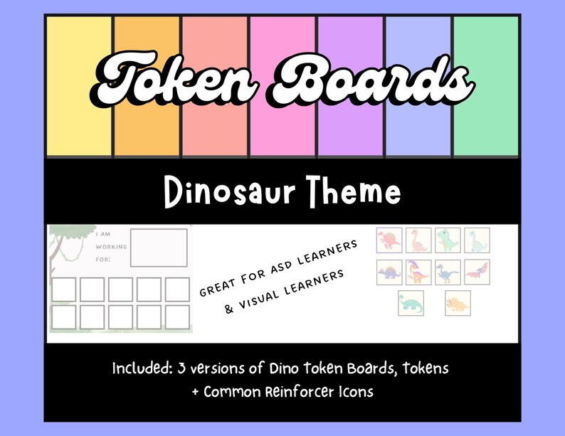 Printable Dinosaur Token Board Bundle With Reinforcers, Reward Chart ...