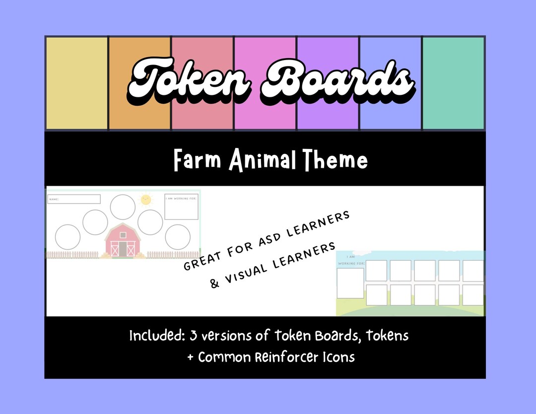 Printable Farm Animal Token Board Bundle, Reward Chart for ASD, Autism ...