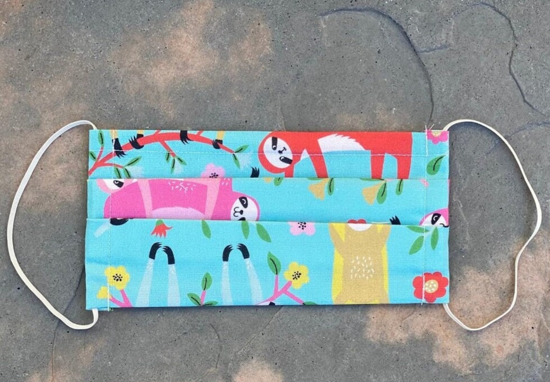 100% Cotton Face Mask With Nose Wire - Sloth Print Face Mask Adjustable ...