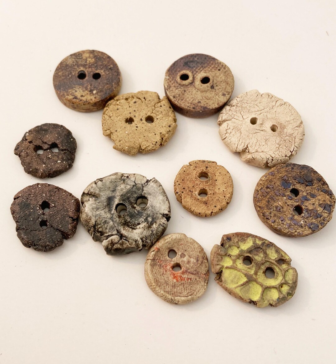 Primitive Buttons, Set of 11 Raw Rustic Ceramic Buttons - Etsy