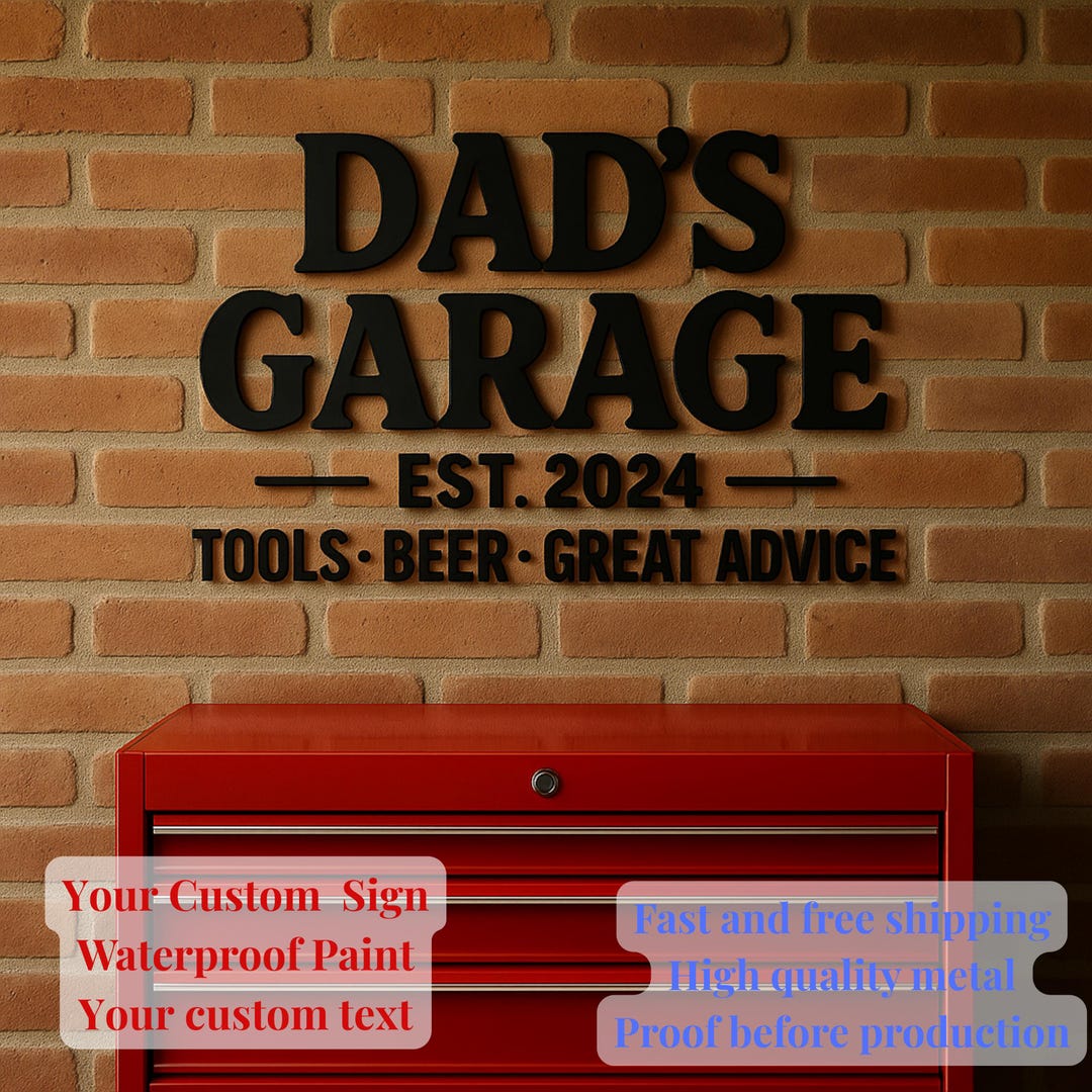 Metal Wall Decor Dad Garage, Best Dad Ever Custom Metal Sign, Unique ...