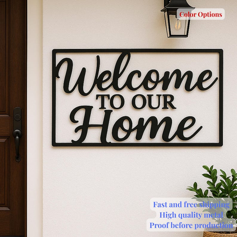 Custom Metal Welcome Sign - Modern Front Porch Decor - Etsy