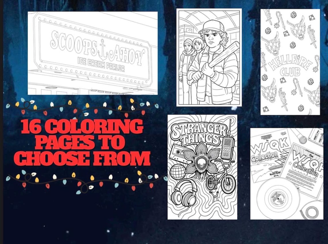 Stranger Things Coloring Book Pages - Etsy