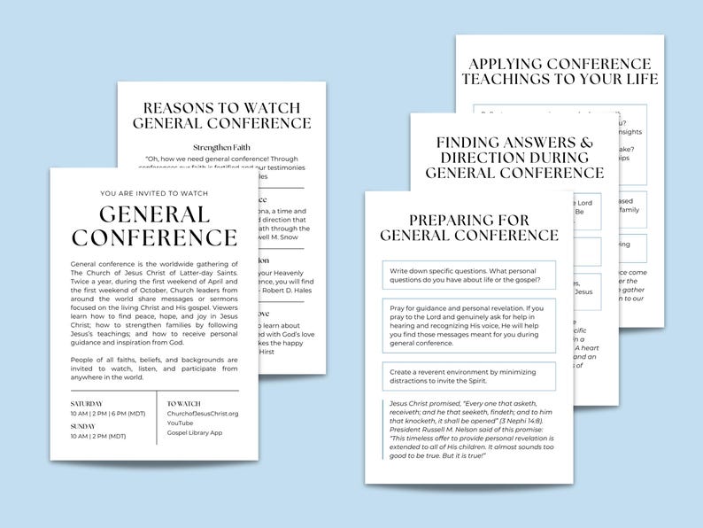 General Conference Handout | LDS | Digital Download | Personal Study ...