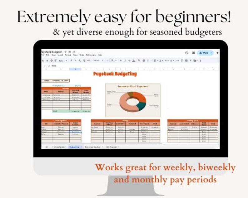 Paycheck Budget Planner in Google Sheets - Etsy