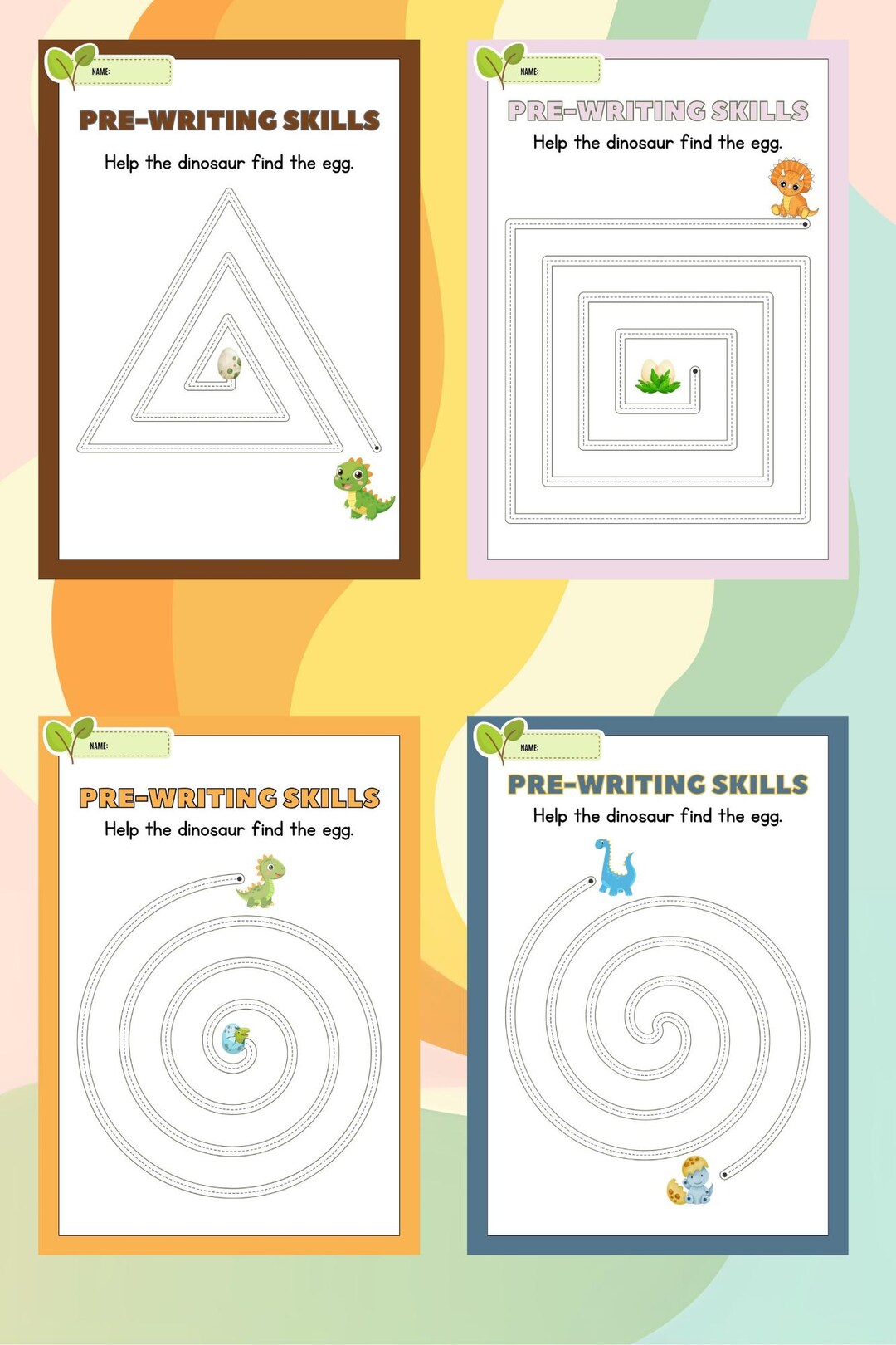 Dinosaur Pre-writing Tracing Worksheets: Fine Motor Skills Activity ...