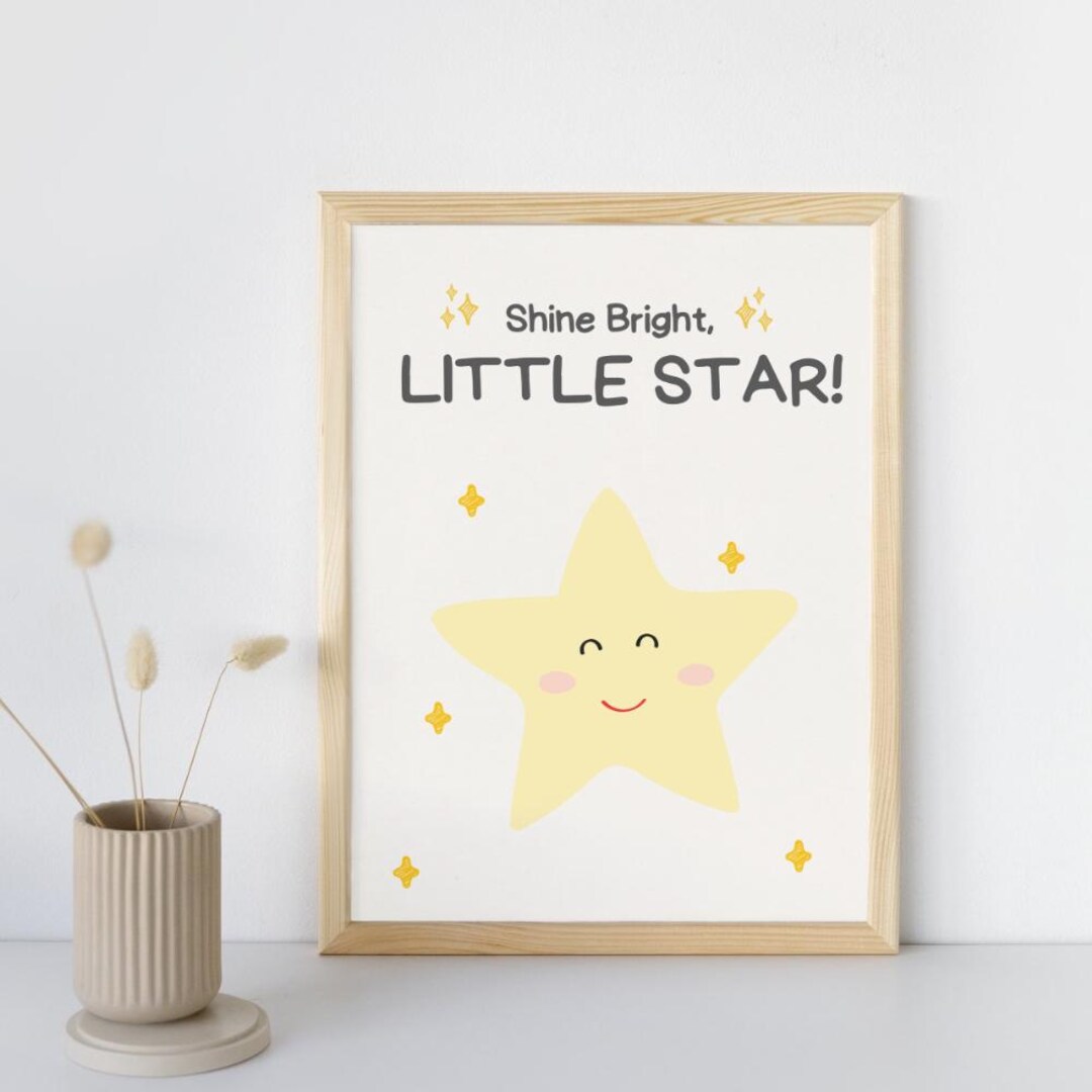 Shine Bright Little Star Poster Kids Nursery Classroom Decor Digital ...