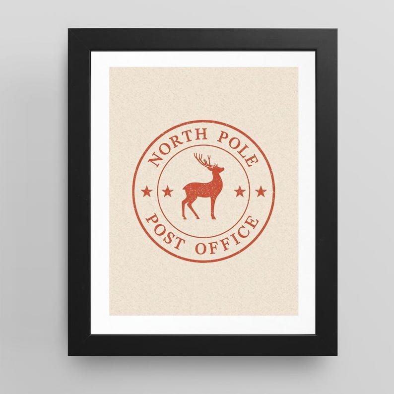 North Pole Post Office Printable - Vintage Christmas Stamp Art Digital ...