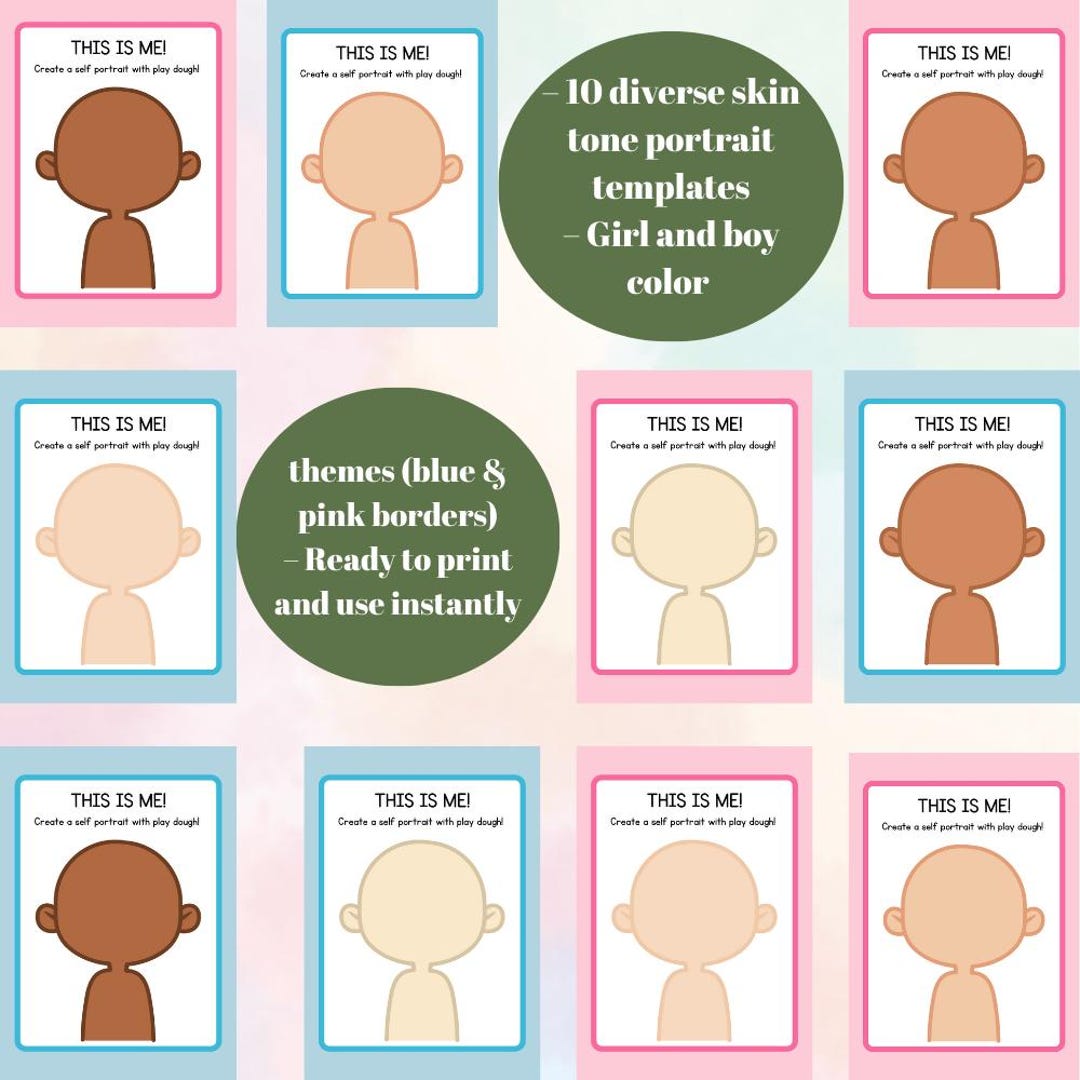 Self Portrait Playdough Mat: All About Me Activity - Printable PDF - Etsy