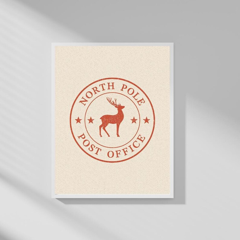 North Pole Post Office Printable - Vintage Christmas Stamp Art Digital ...