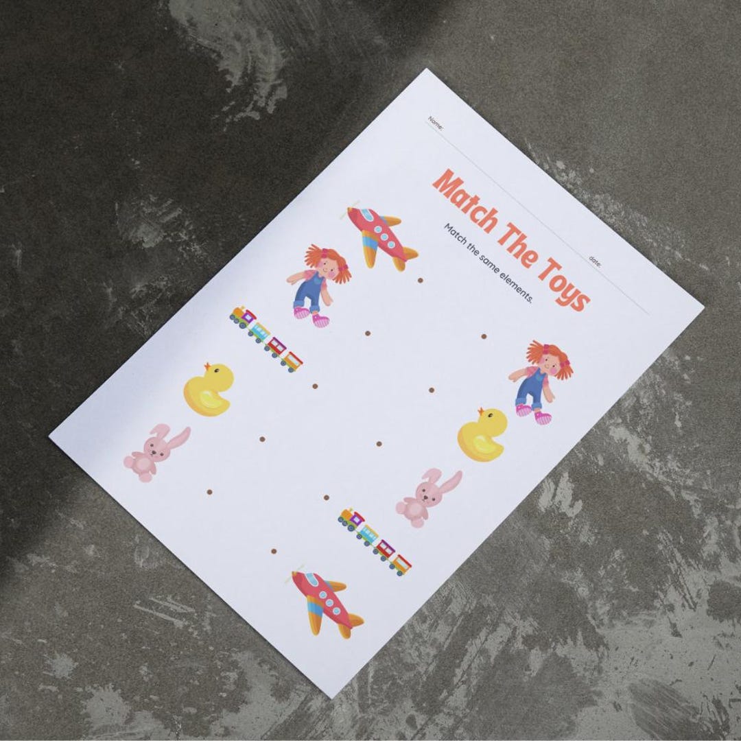 Toy Matching Game Worksheet: Preschool Learning Activity (PDF Download ...