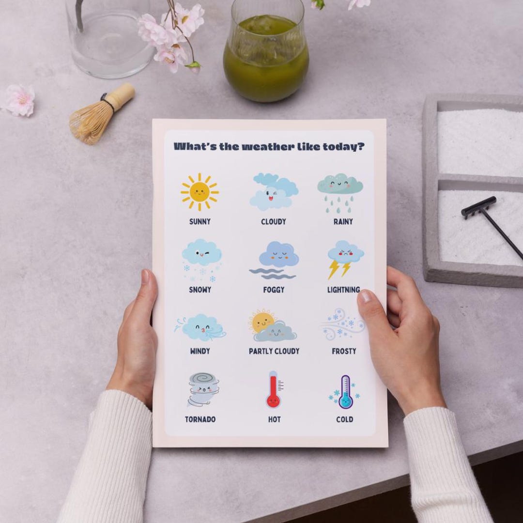 Weather Chart Poster for Kids: Classroom Homeschool Decor (printable ...