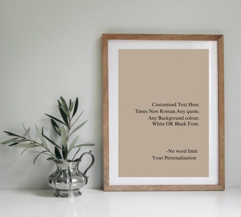 Custom Personalised Quote DIGITAL FILE Your Own Quote Printed Wall Art ...