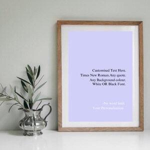 Custom Personalised Quote DIGITAL FILE Your Own Quote Printed Wall Art ...